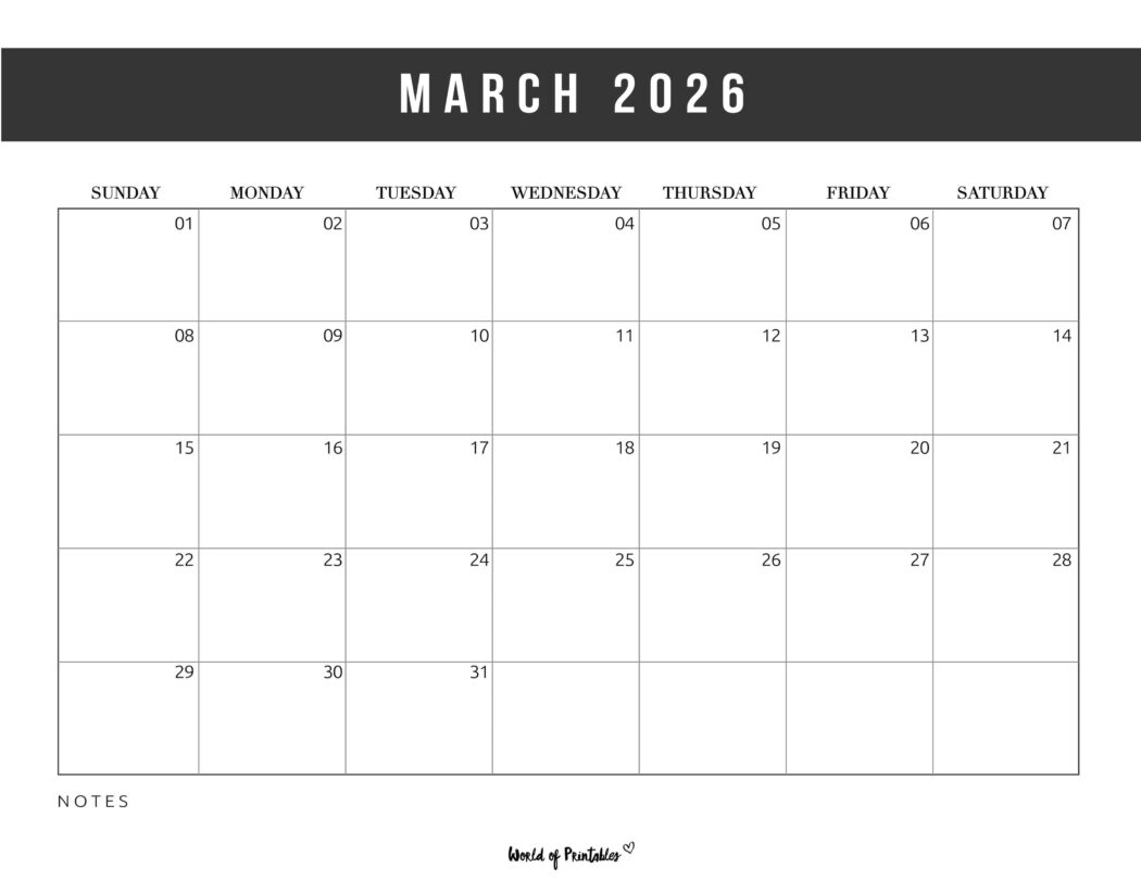 March 2026 Calendars - 200 Free Printable PDF Designs - World of Printables