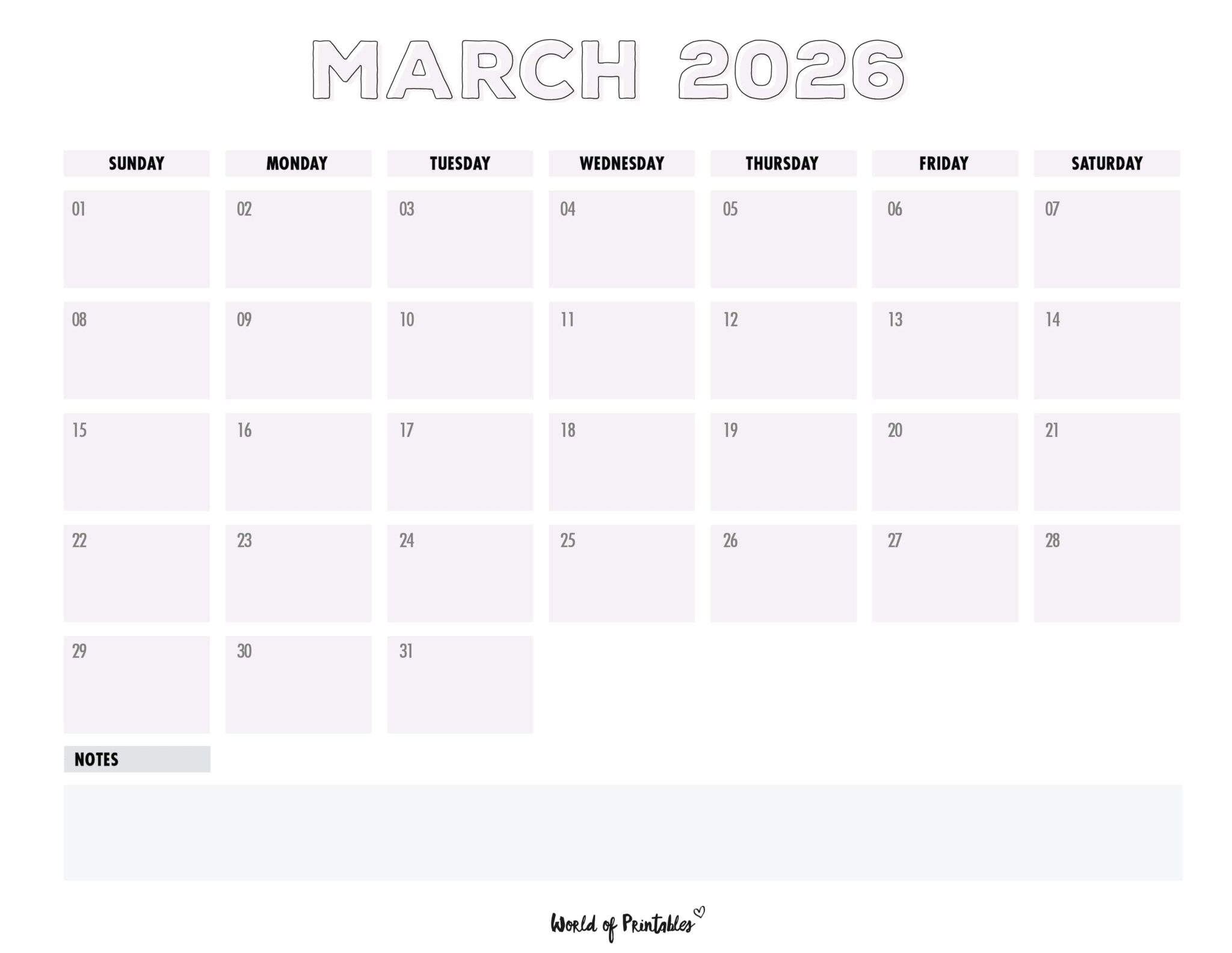 March 2026 Calendars - 200 Free Printable PDF Designs - World of Printables