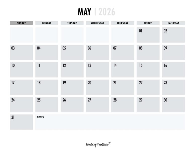 May 2026 Calendars - 200 Free Printables - World of Printables