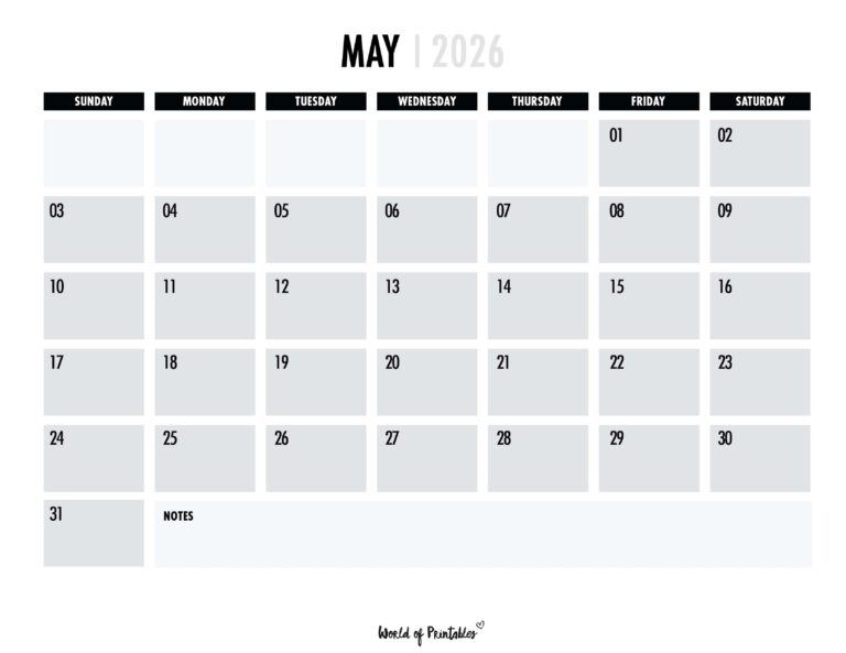 May 2026 Calendars - 200 Free Printables - World of Printables