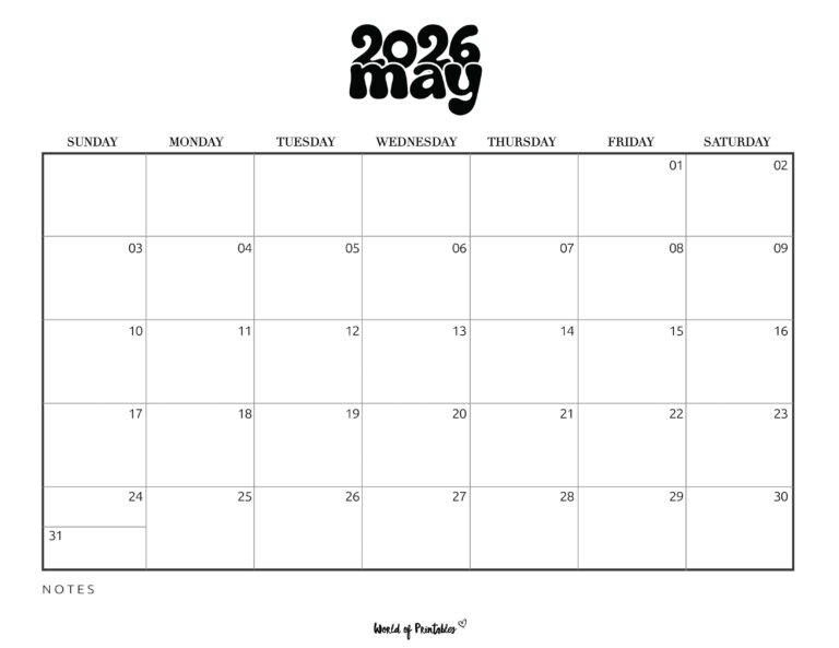 May 2026 Calendars - 200 Free Printables - World of Printables