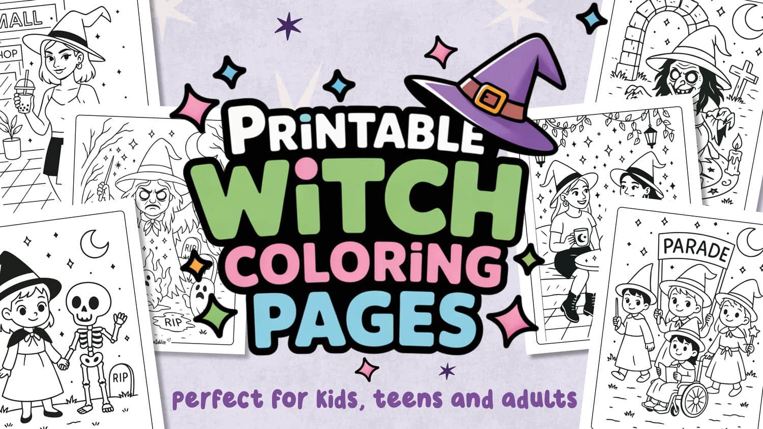 Free Witch Coloring Pages - 76 Printables for Kids, Traditional & Teens ...