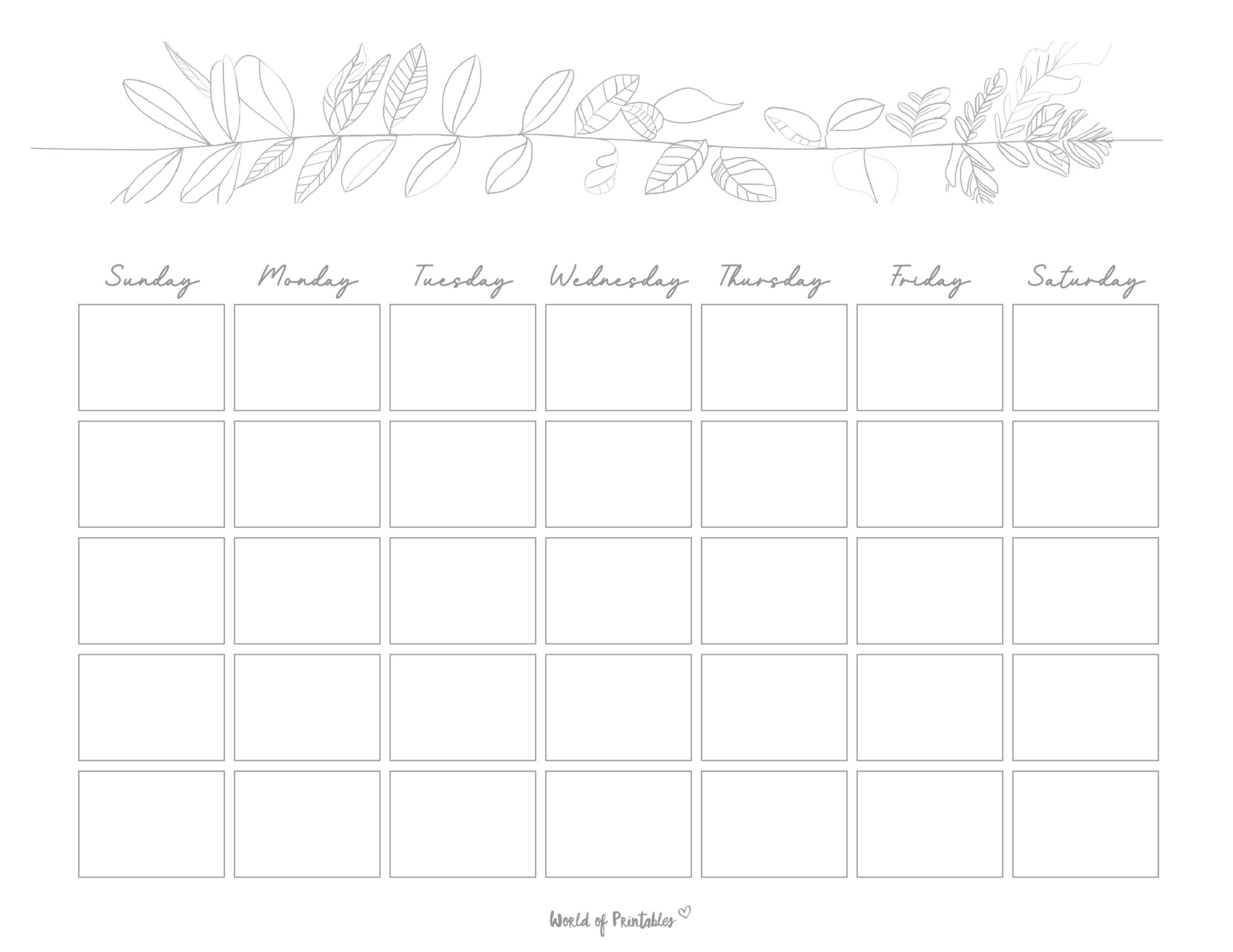 Printable Blank Calendar Templates - World of Printables
