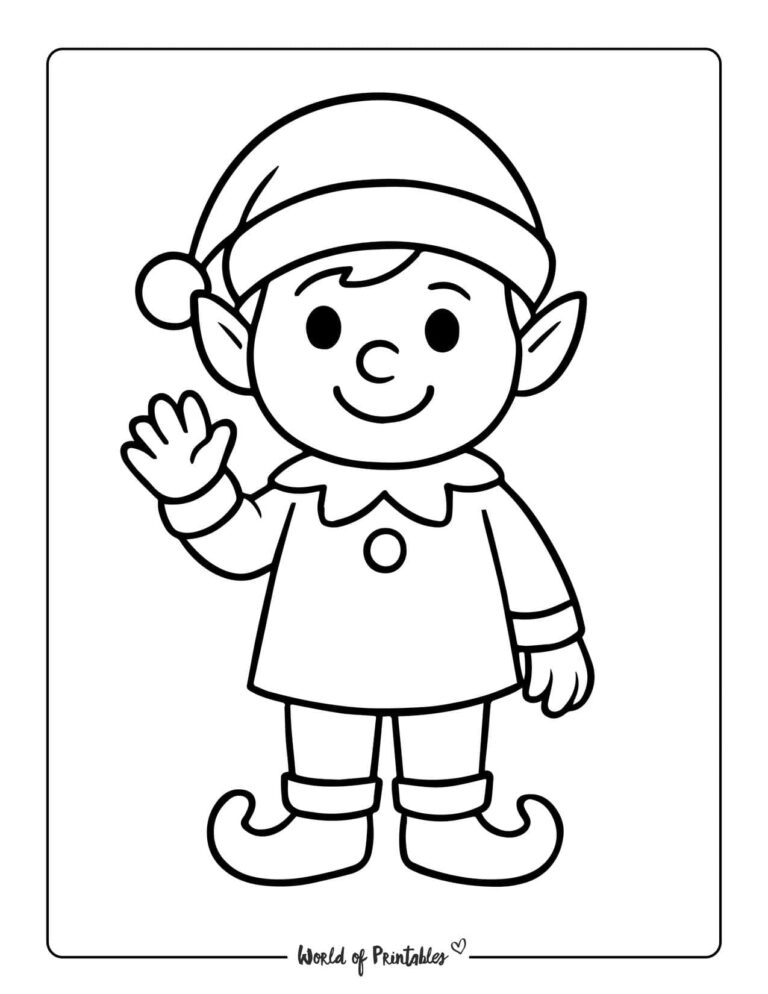 Free Printable Christmas Elf Coloring Pages - Easy Kids, Classic ...