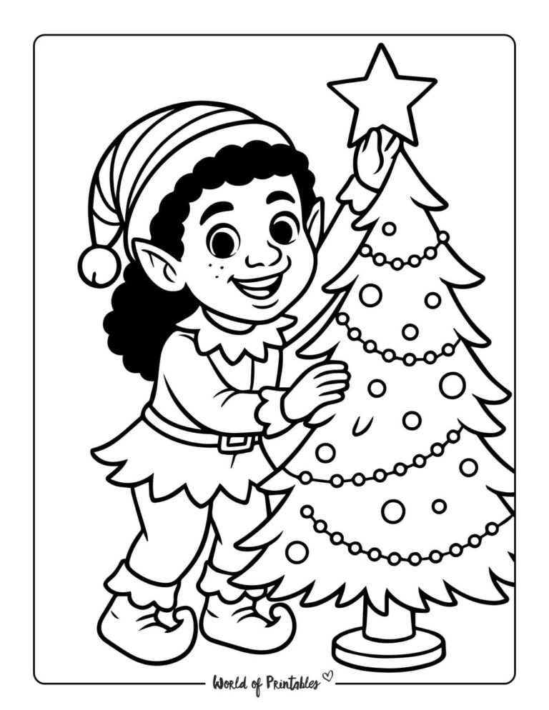Free Printable Christmas Elf Coloring Pages - Easy Kids, Classic ...