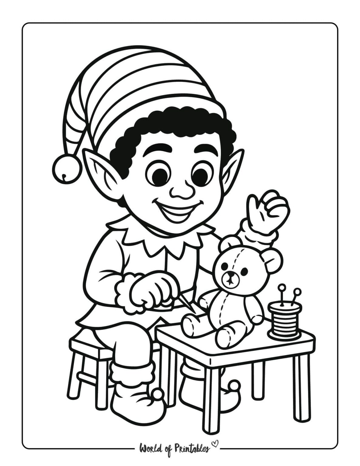 Free Printable Christmas Elf Coloring Pages - Easy Kids, Classic ...