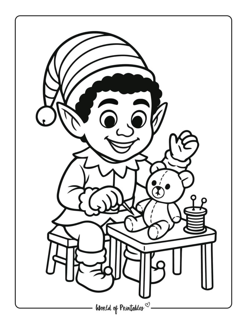 Free Printable Christmas Elf Coloring Pages - Easy Kids, Classic ...