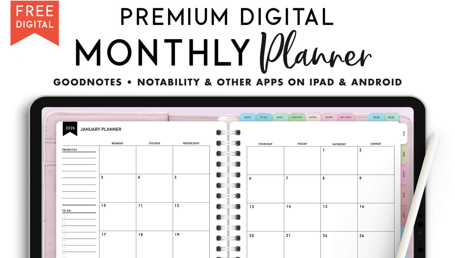 Digital Monthly Planner - Stylish & Free - World of Printables