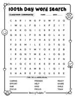 100th Day Word Searches - World of Printables
