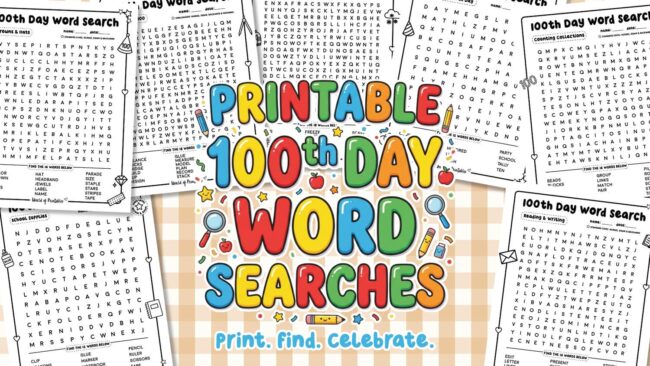 100th Day Word Searches - World of Printables
