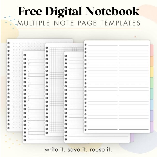 Free Digital Notebook for GoodNotes | Pages for notes, study, planning ...