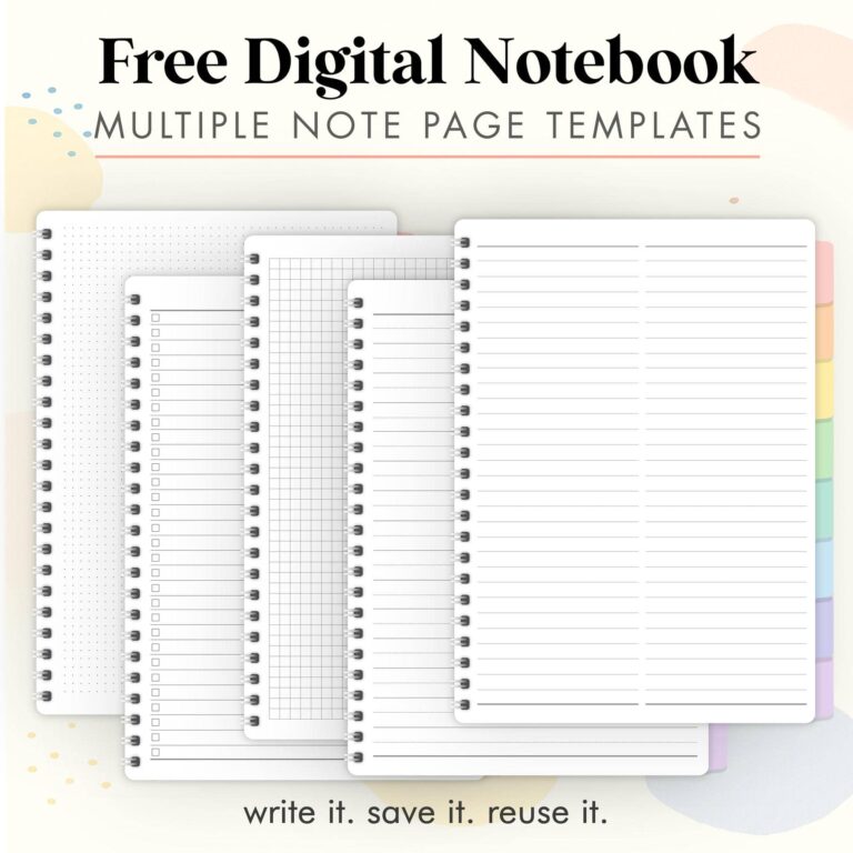 Free Digital Notebook for GoodNotes | Pages for notes, study, planning ...