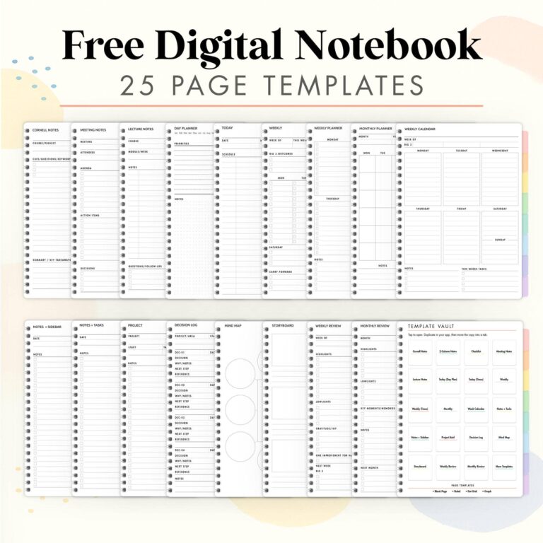 Free Digital Notebook for GoodNotes | Pages for notes, study, planning ...