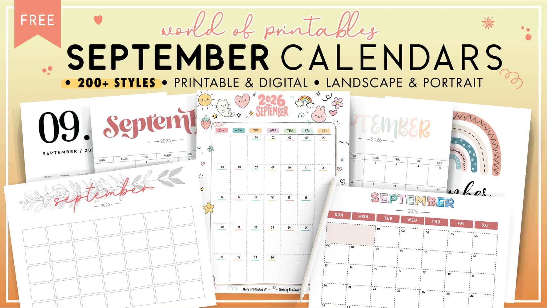 September 2026 Calendar: 200+ Free Printable PDFs - World of Printables