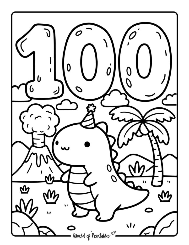 Free 100th Day of School Coloring Pages - World of Printables