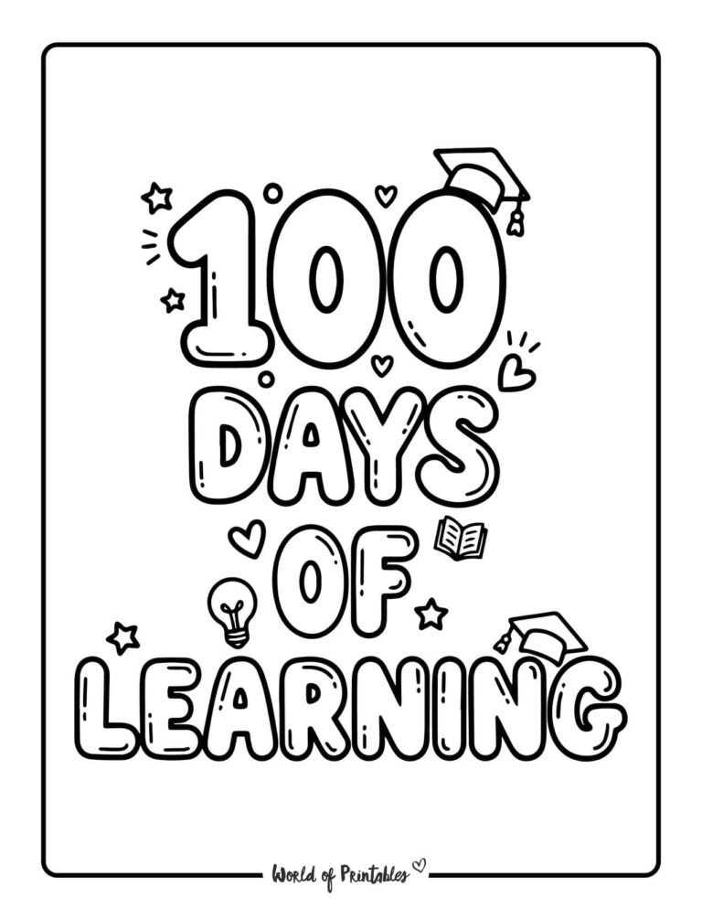 Free 100th Day of School Coloring Pages - World of Printables