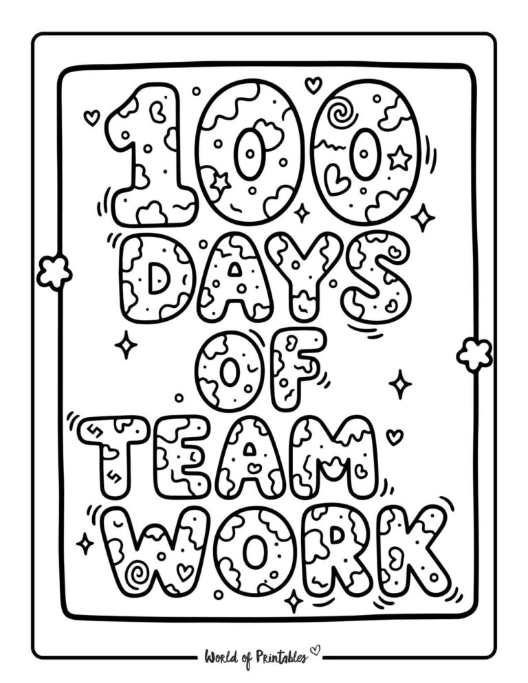 Free 100th Day of School Coloring Pages - World of Printables