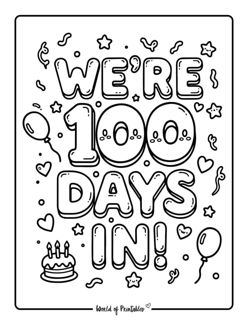 Free 100th Day of School Coloring Pages - World of Printables