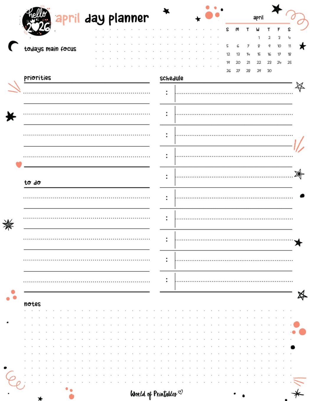 Free Printable April 2026 Planners - World of Printables
