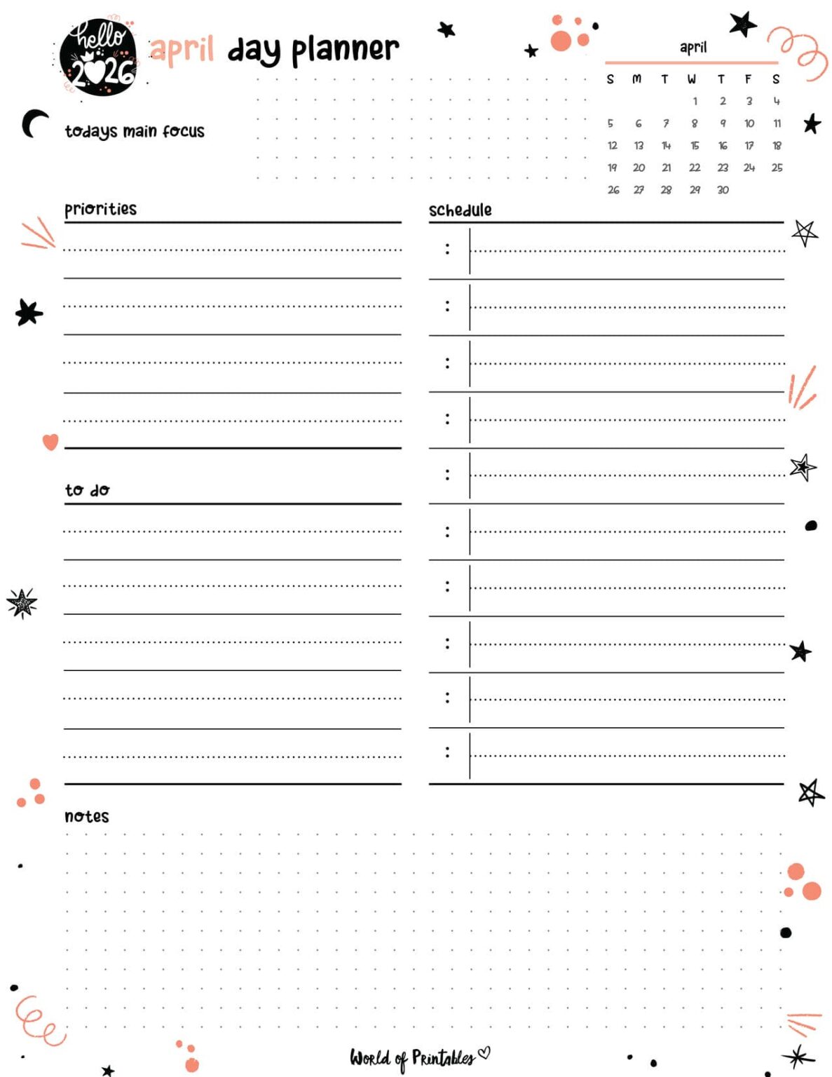 Free Printable April 2026 Planners - World of Printables