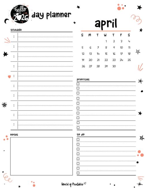 Free Printable April 2026 Planners - World of Printables