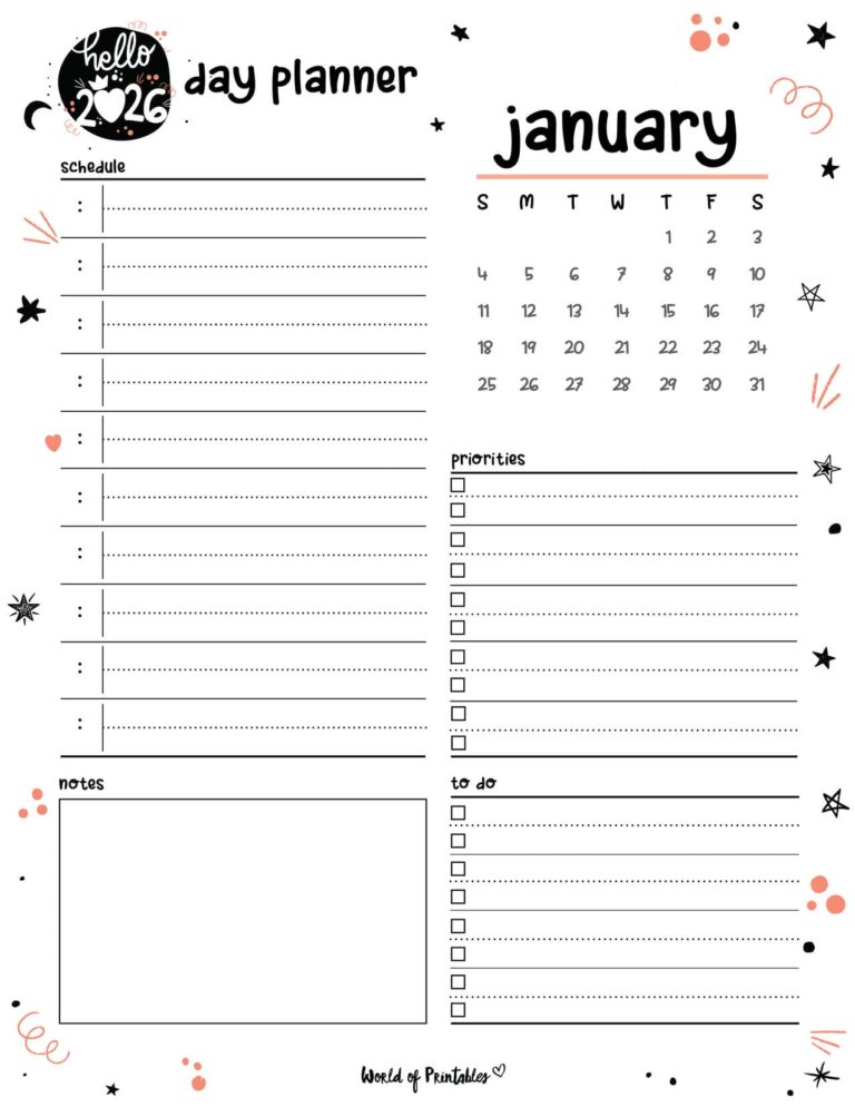 Free Printable January 2026 Planners - World of Printables