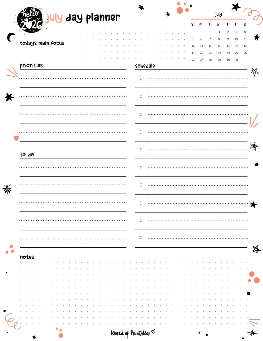 Free Printable July 2026 Planners