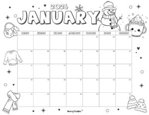 2026 Coloring Calendar - Free Printables - World of Printables
