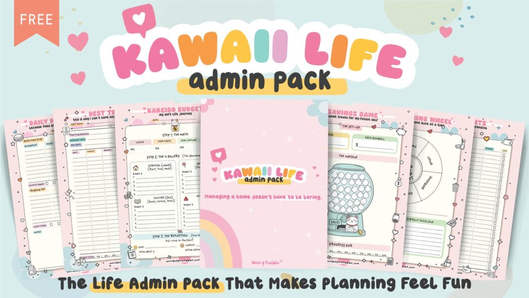 Kawaii Life Admin Pack - Free Cute Budget, Cleaning, And Meal Planner ...