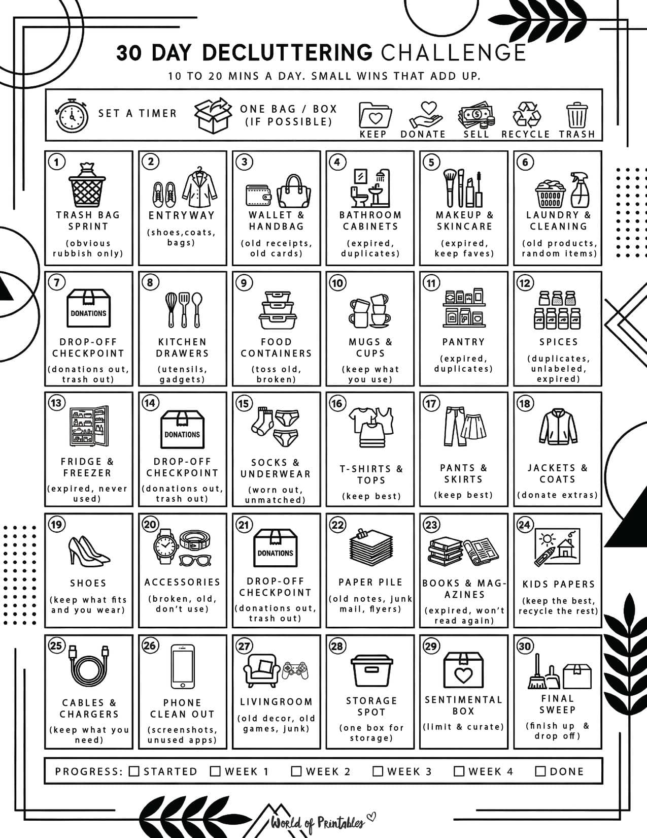 30 Day Decluttering Challenge (Free Printable) - World of Printables