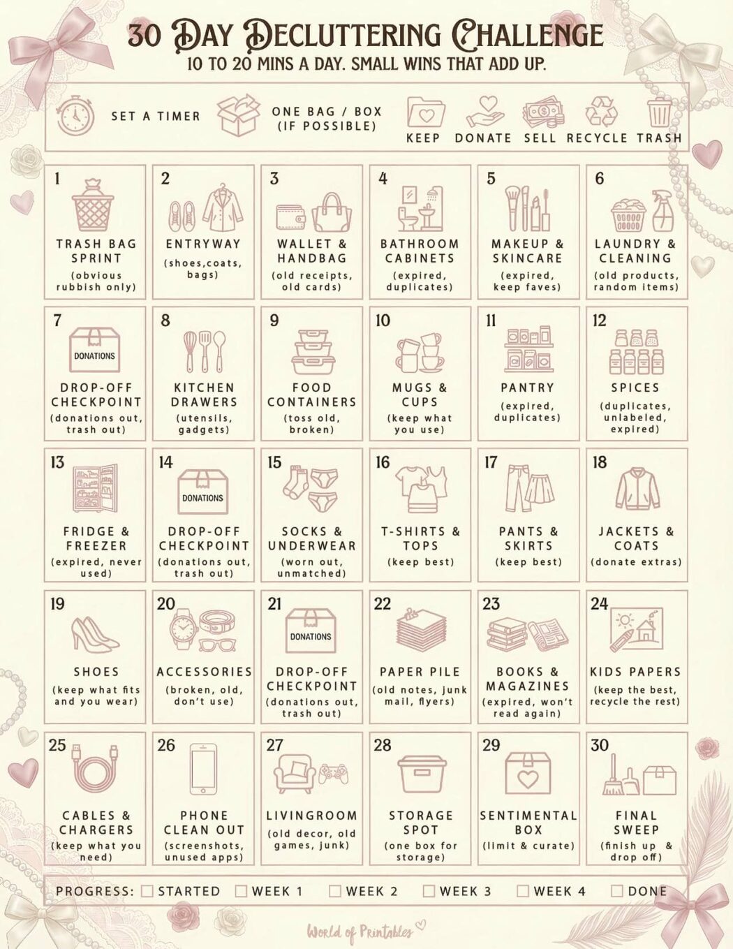 30 Day Decluttering Challenge (Free Printable) - World of Printables