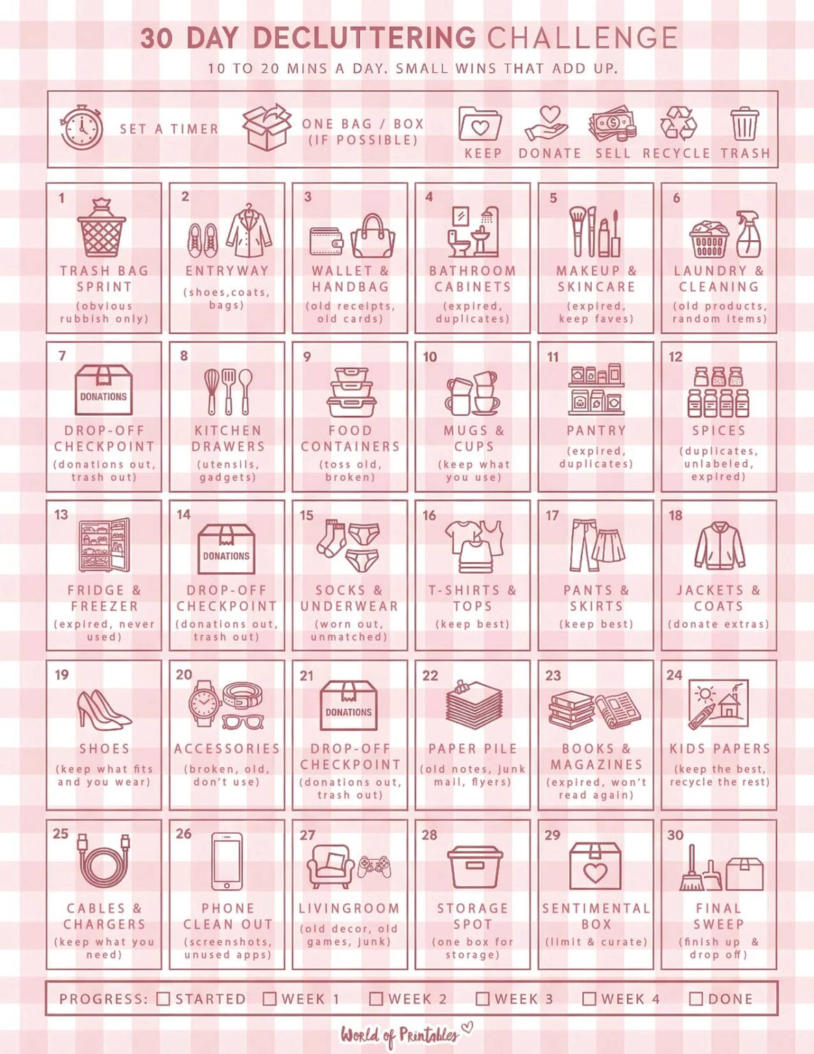 30 Day Decluttering Challenge (Free Printable) - World of Printables