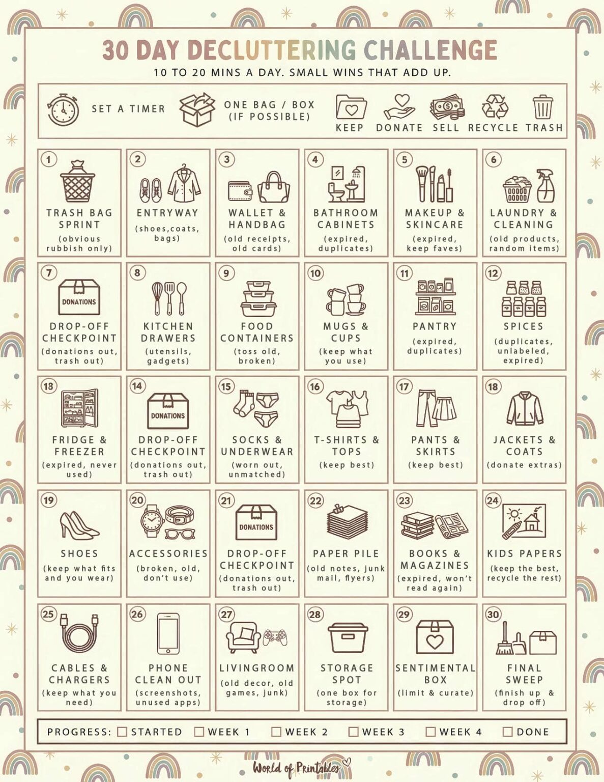 30 Day Decluttering Challenge (Free Printable) - World of Printables