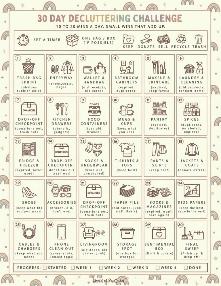 30 Day Decluttering Challenge (Free Printable) - World of Printables