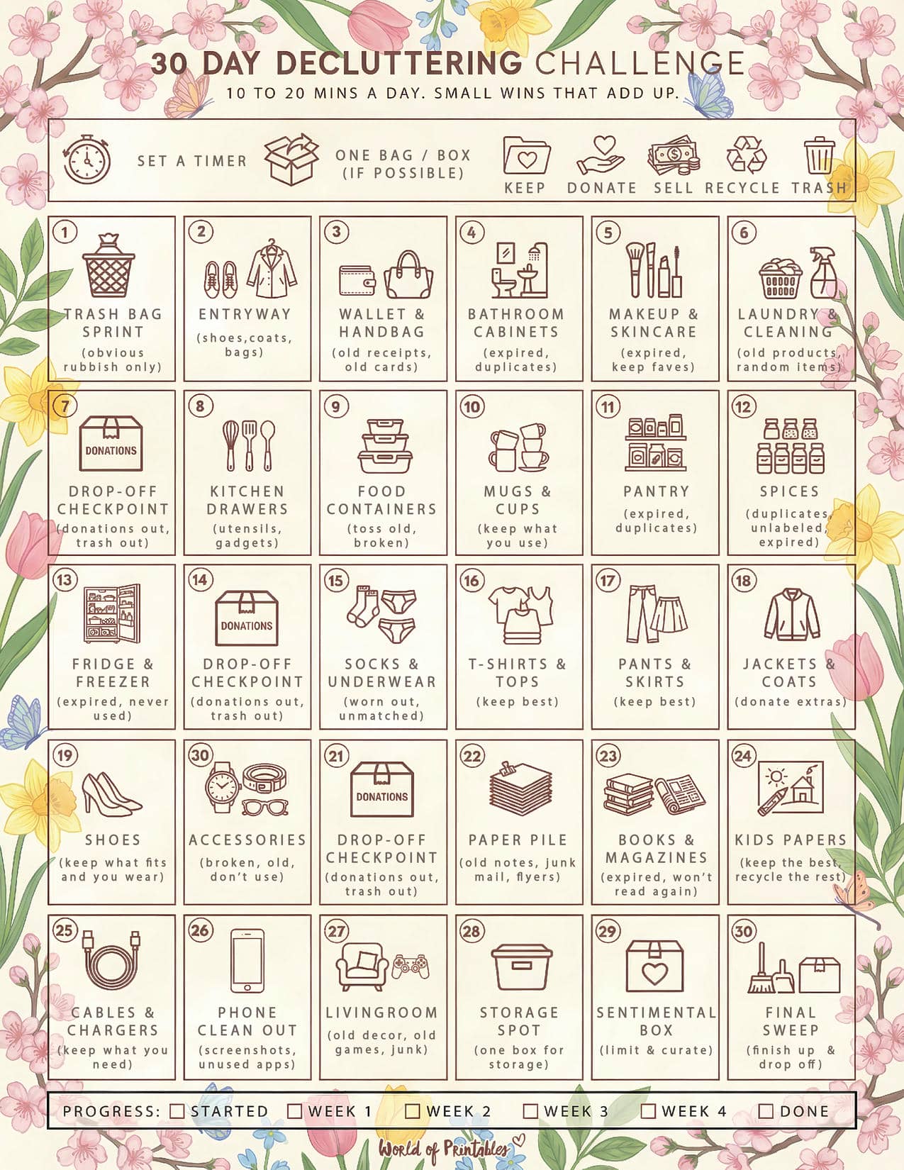 30 Day Decluttering Challenge (Free Printable) - World of Printables