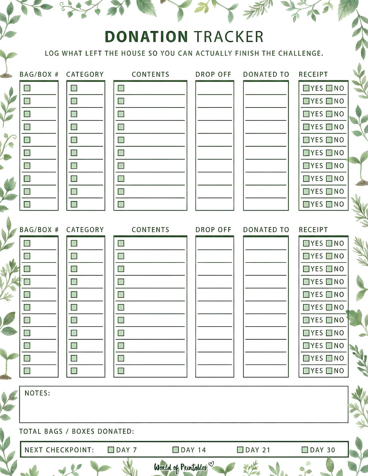 Donation Tracker Printable (Free) - World of Printables