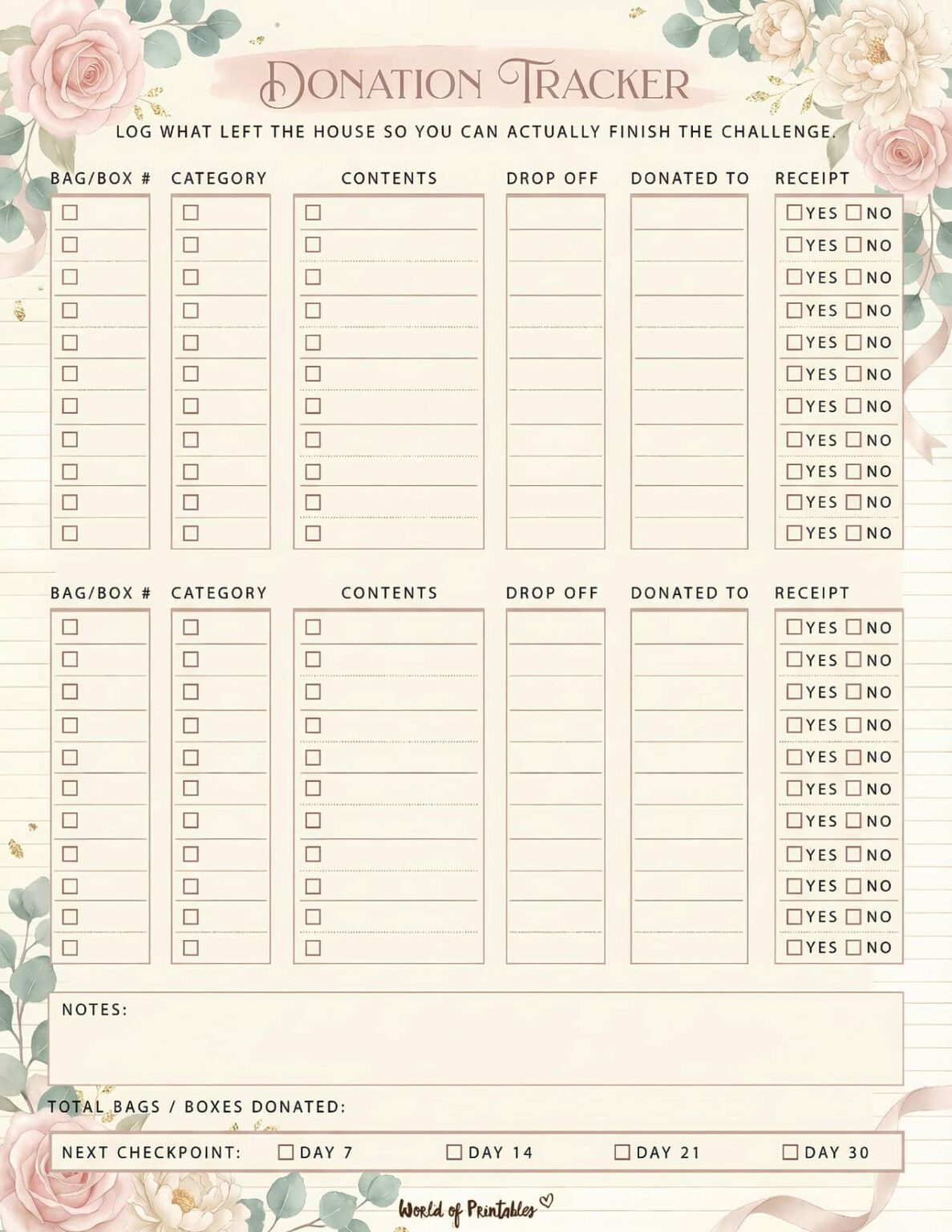 Donation Tracker Printable (Free) - World of Printables