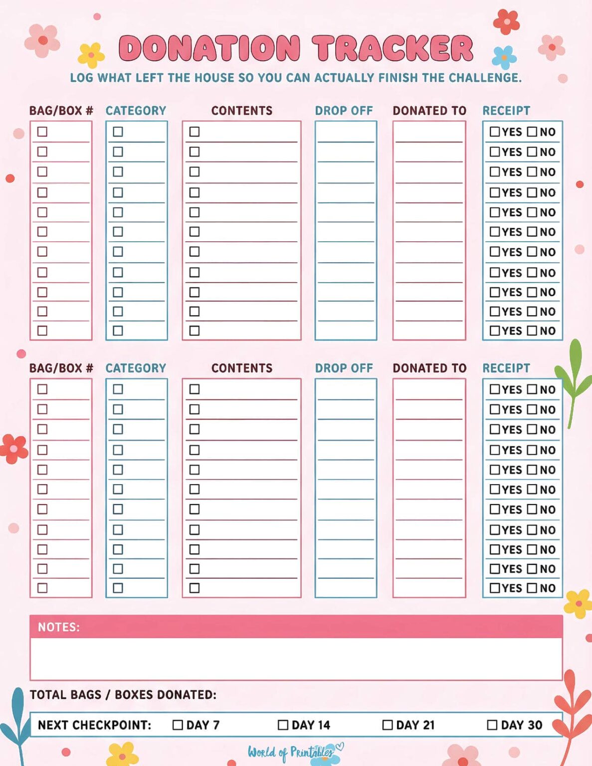 Donation Tracker Printable (Free) - World of Printables