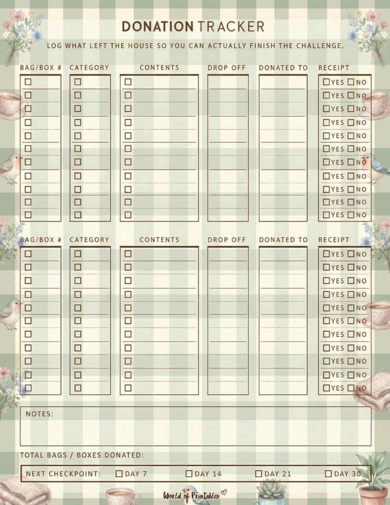 Donation Tracker Printable (Free) - World of Printables