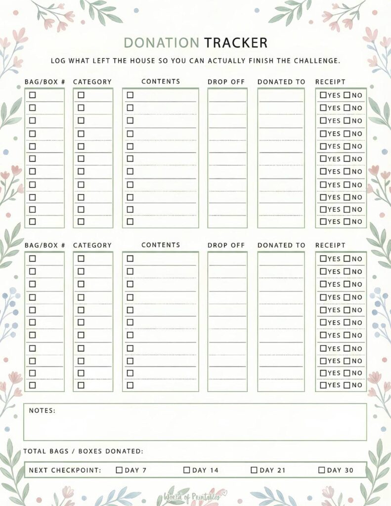 Donation Tracker Printable (Free) - World of Printables