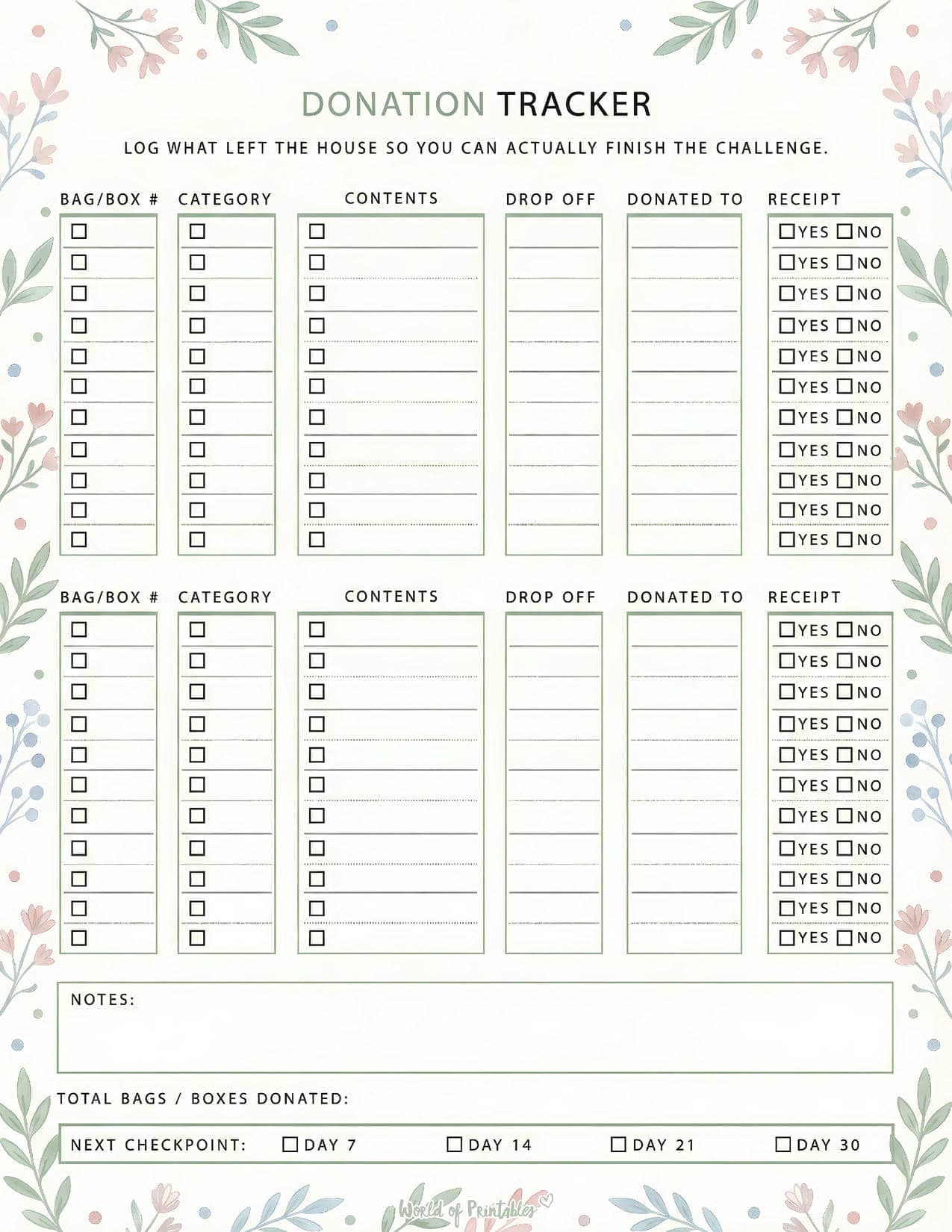 Donation Tracker Printable (Free) - World of Printables