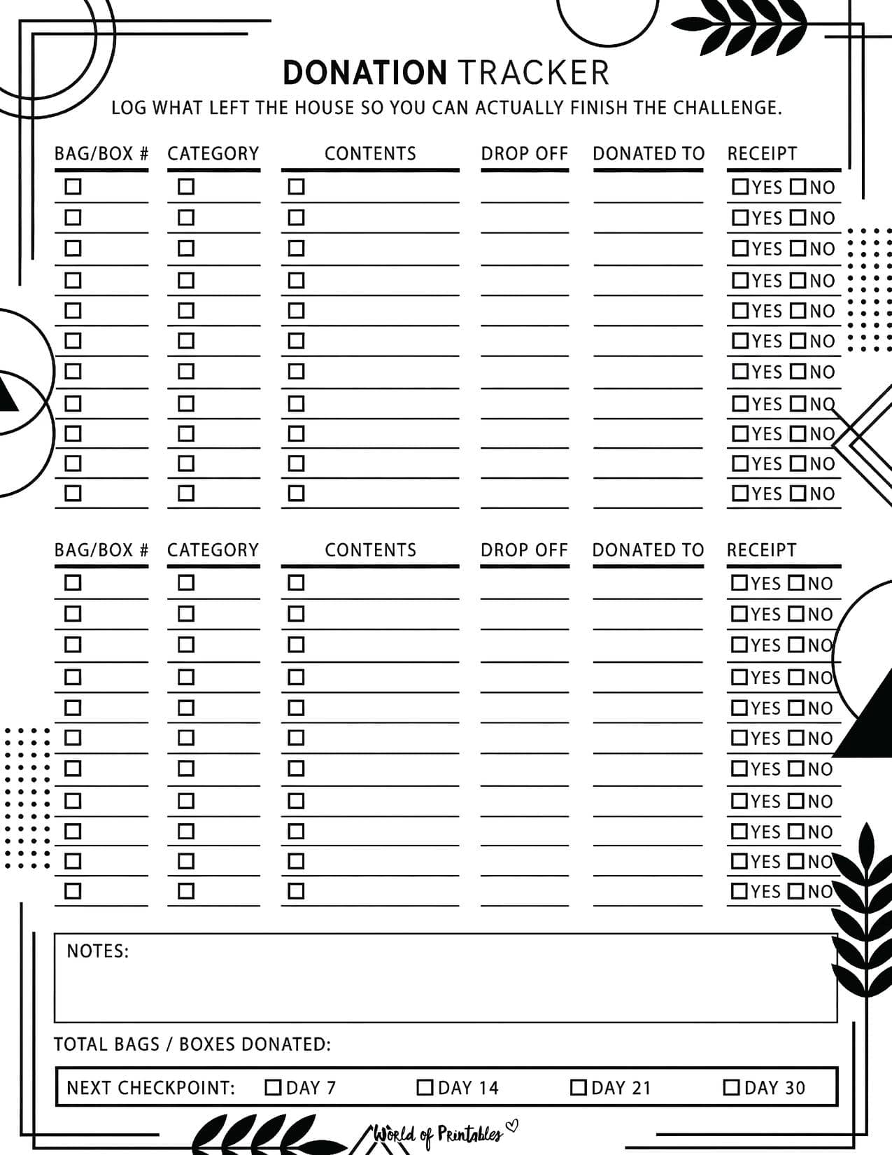 Donation Tracker Printable (Free) - World of Printables
