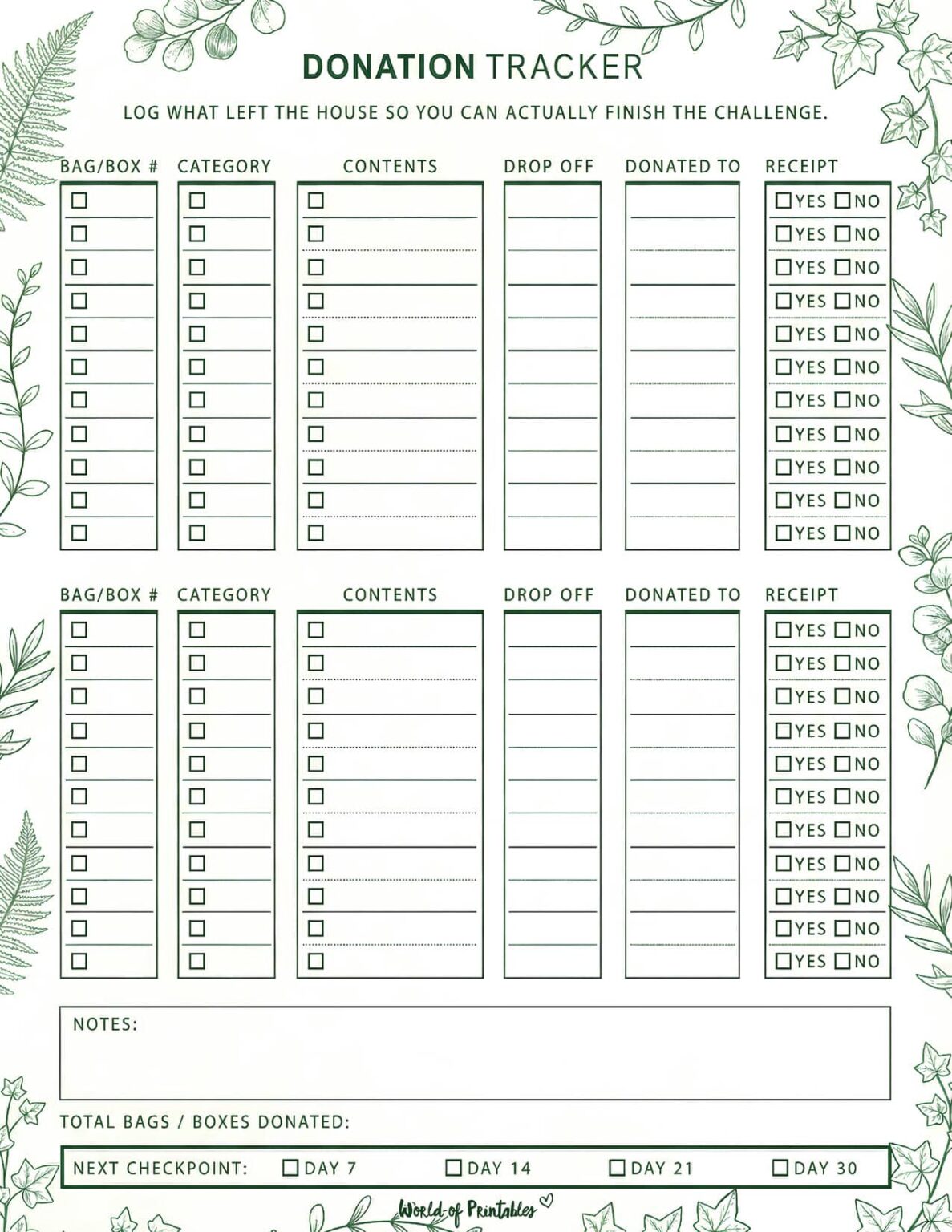 Donation Tracker Printable (Free) - World of Printables