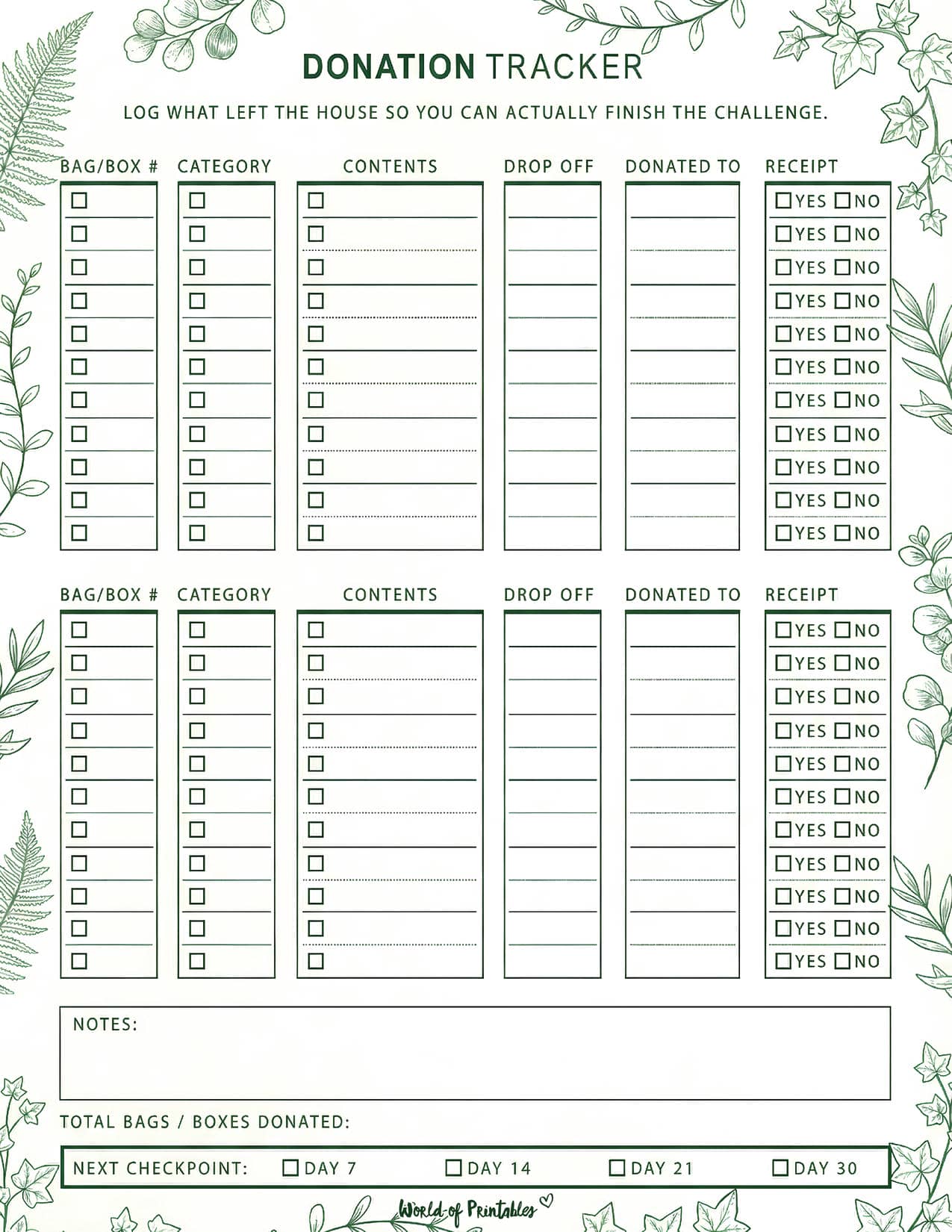 Donation Tracker Printable (Free) - World of Printables
