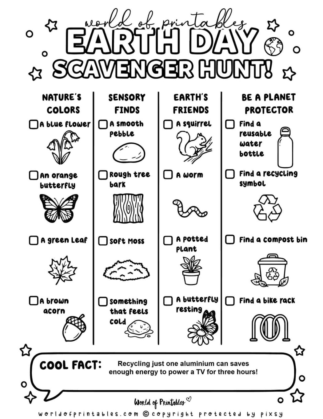 Free Earth Day Scavenger Hunt Printables for Kids - World of Printables