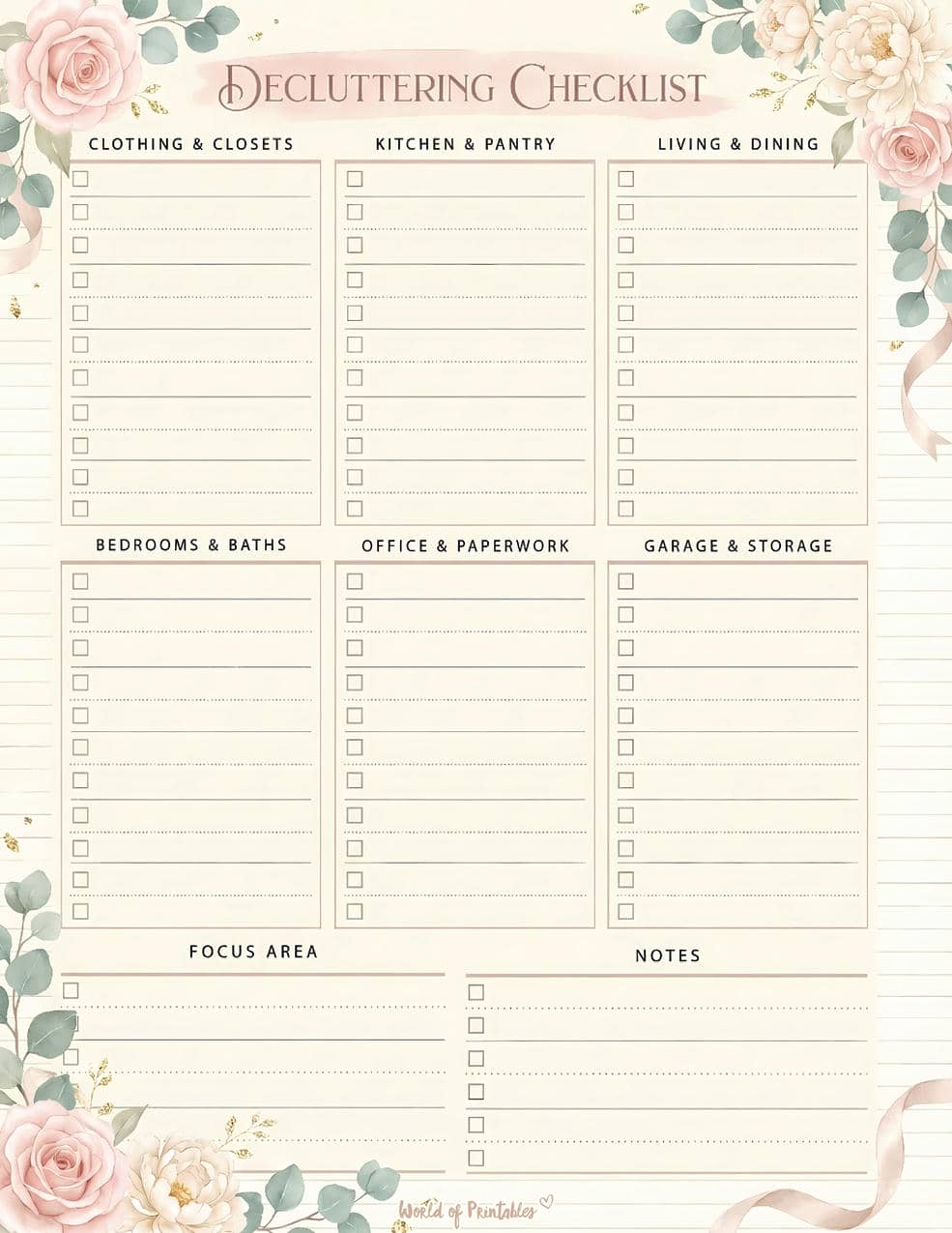 Declutter Checklist By Category (Free Printable) - World of Printables