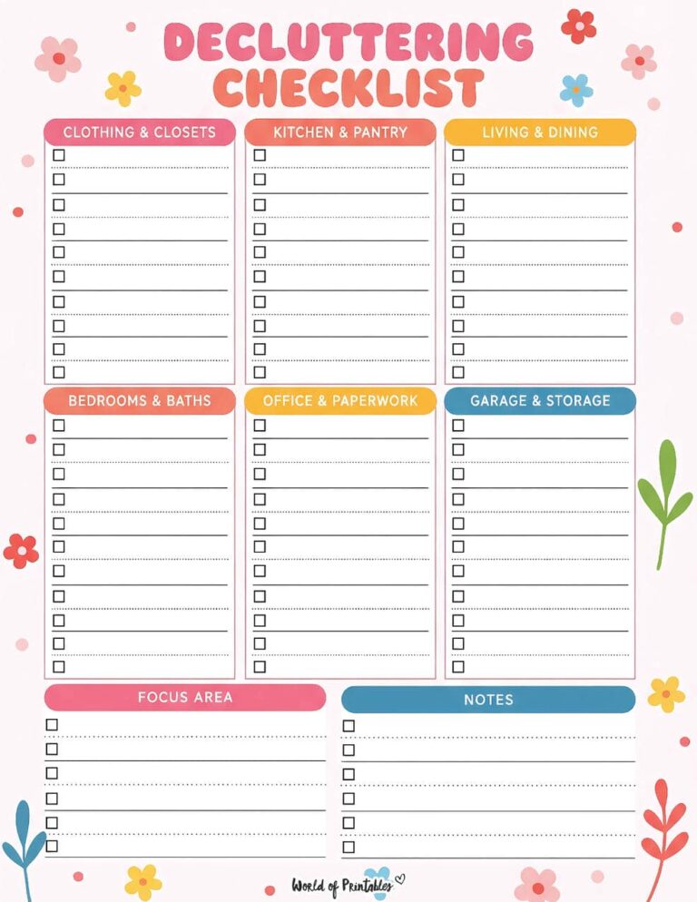 Declutter Checklist By Category (Free Printable) - World of Printables