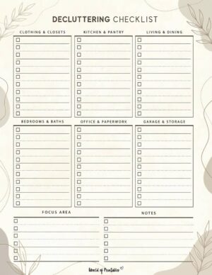 Declutter Checklist By Category (Free Printable) - World of Printables