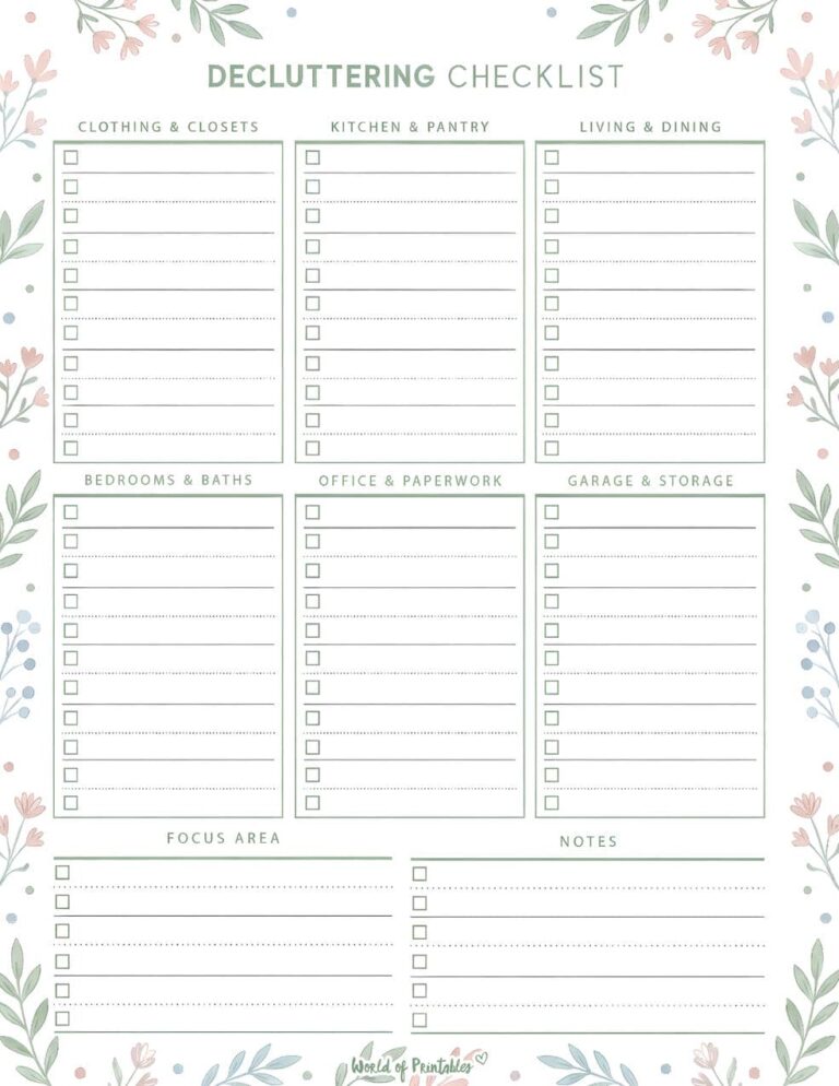 Declutter Checklist By Category (Free Printable) - World of Printables