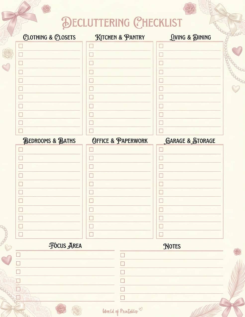 Declutter Checklist By Category (Free Printable) - World of Printables